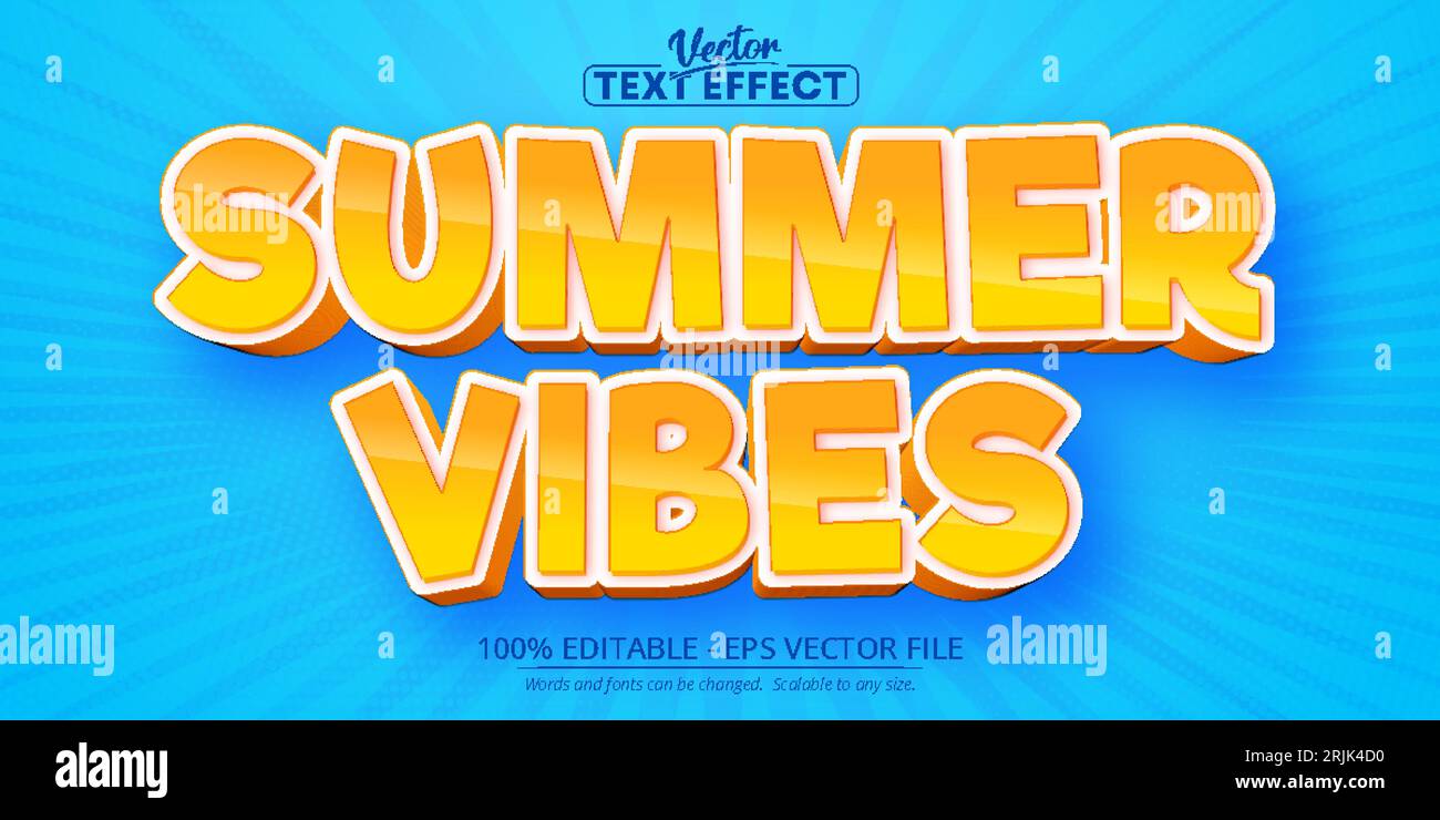 Summer Vibes text, cartoon style editable text effect Stock Vector ...