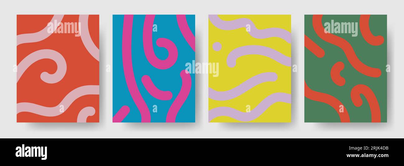 Set of posters with different lines ,modern graphic design. Trendy ...