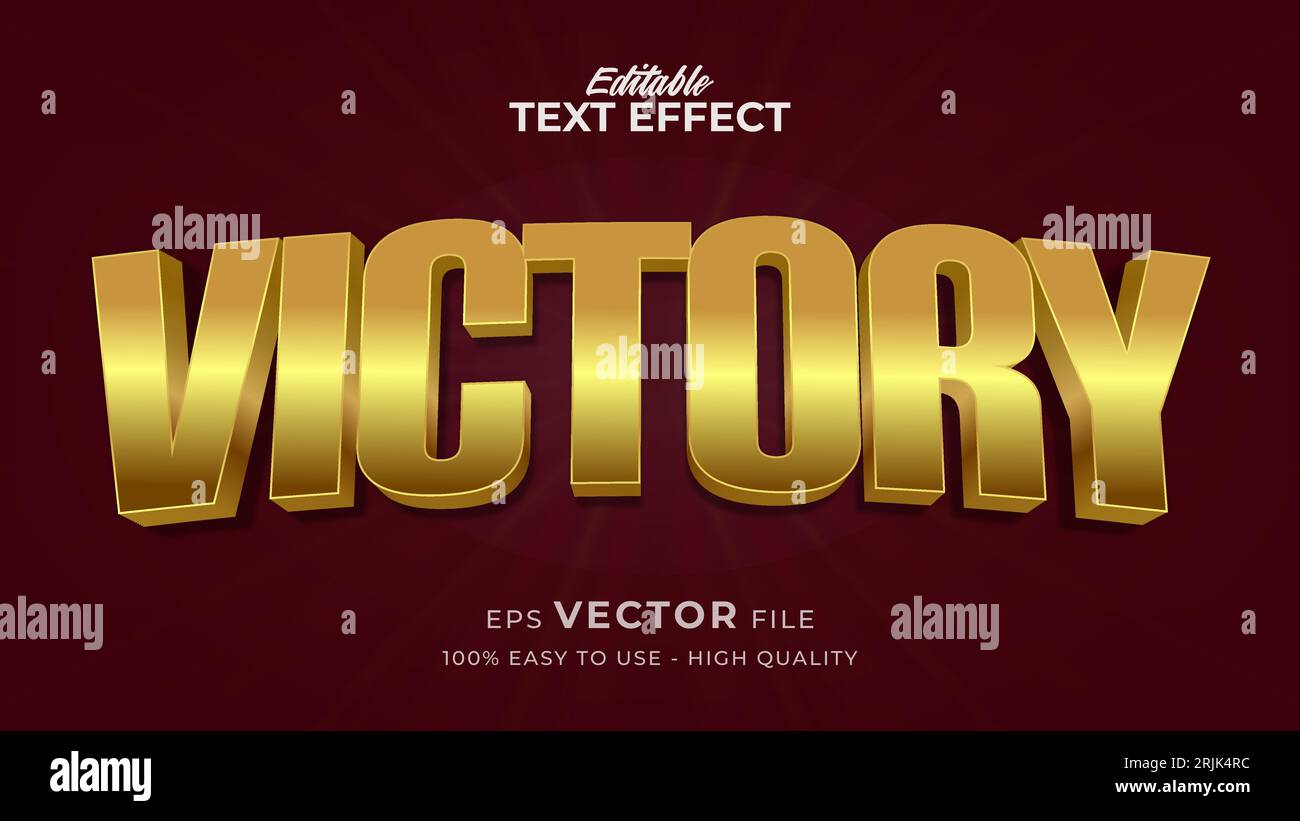 Editable text style effect - Victory Gold text style theme Stock Vector Image & Art - Alamy