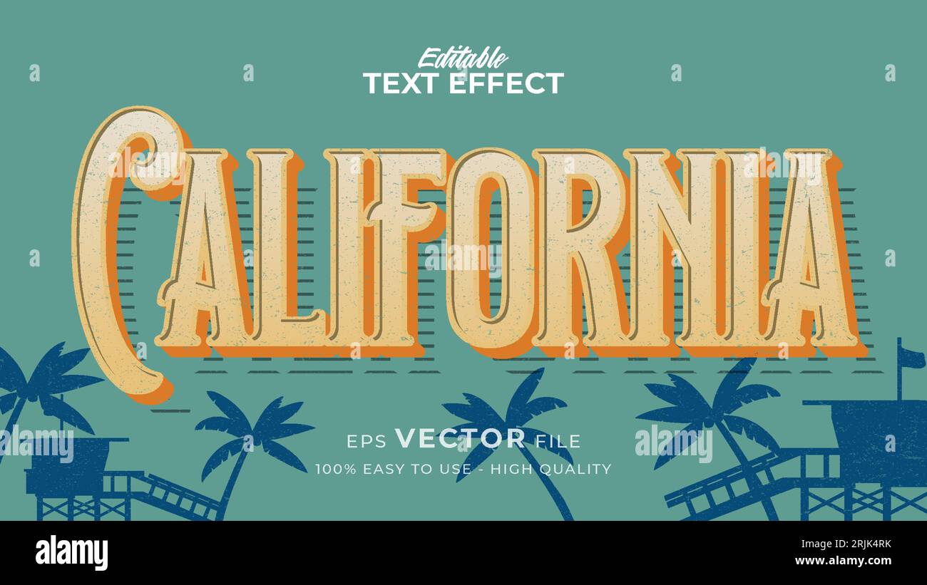 Editable text style effect - Retro California text style theme Stock ...