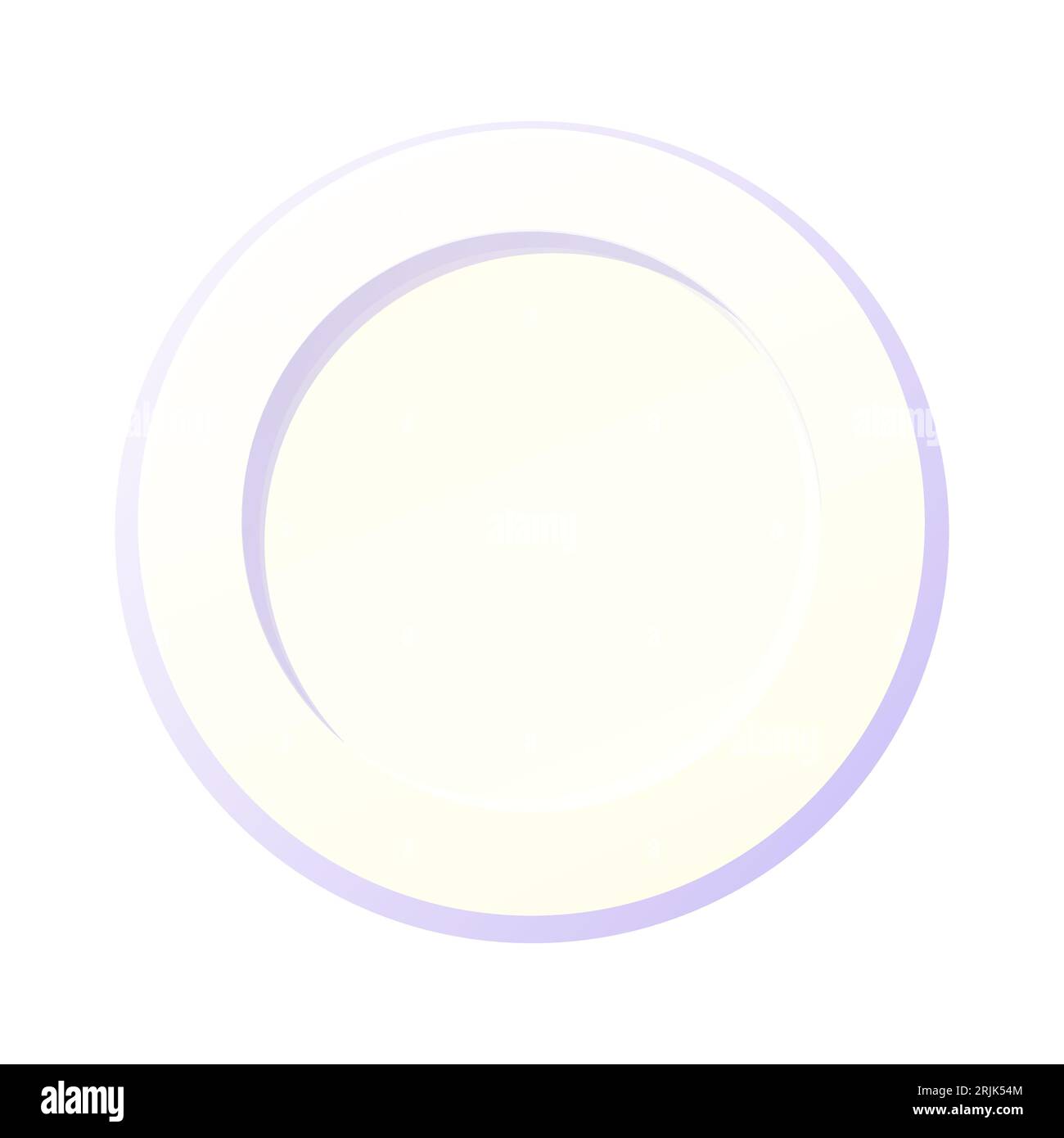 White plate top view in cartoon style isolated on white background with ...
