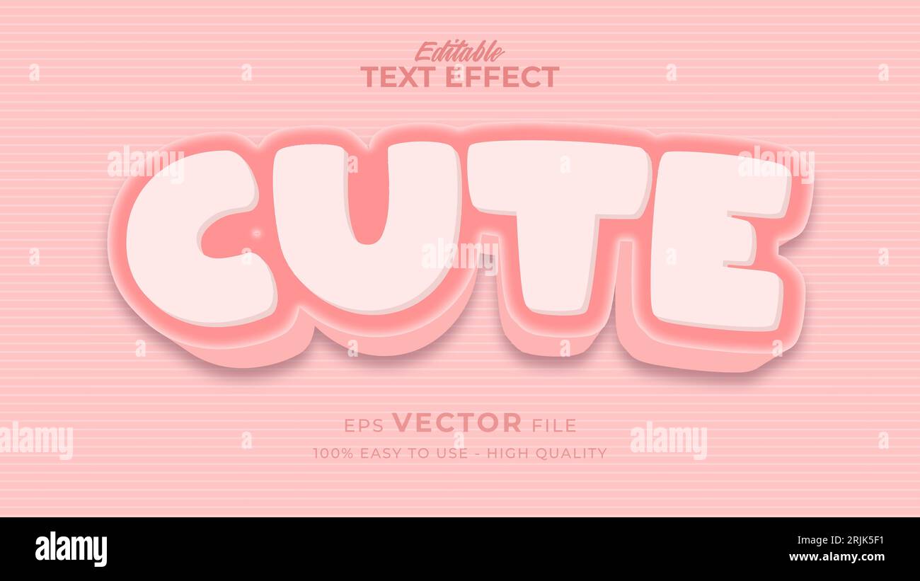 Editable text style effect - pink cute text style theme Stock Vector ...