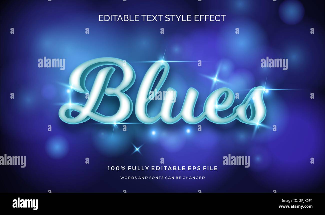 glowing blues editable text style effect Stock Vector Image & Art - Alamy