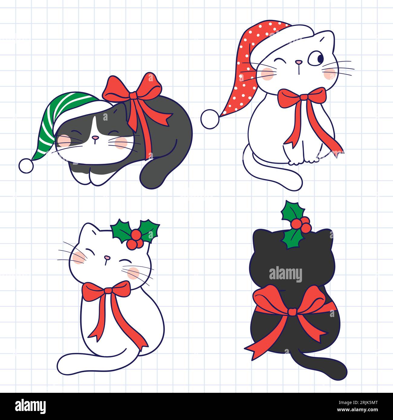 Hand drawn vector abstract Merry Christmas time cartoon illustration ...