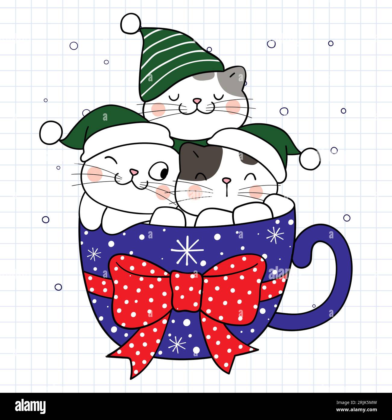 Hand drawn vector abstract Merry Christmas time cartoon illustration ...