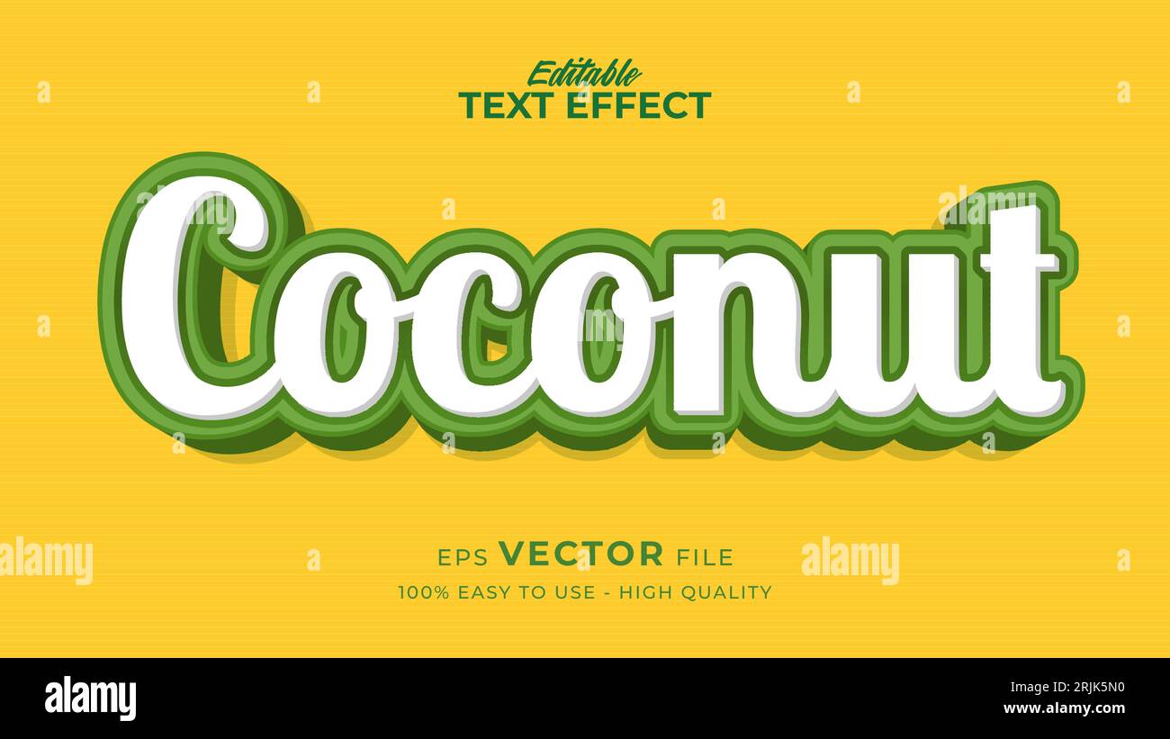 Editable text style effect - fresh coconut text style theme Stock ...