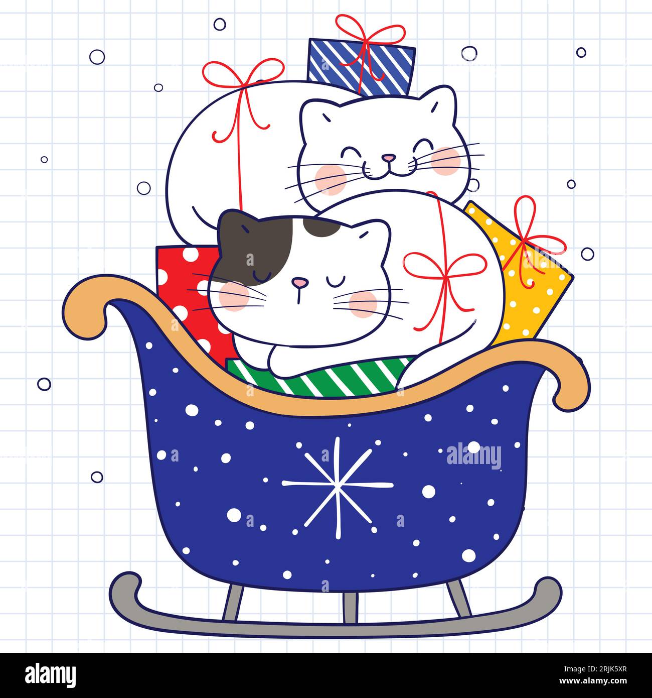 Hand drawn vector abstract Merry Christmas time cartoon illustration ...