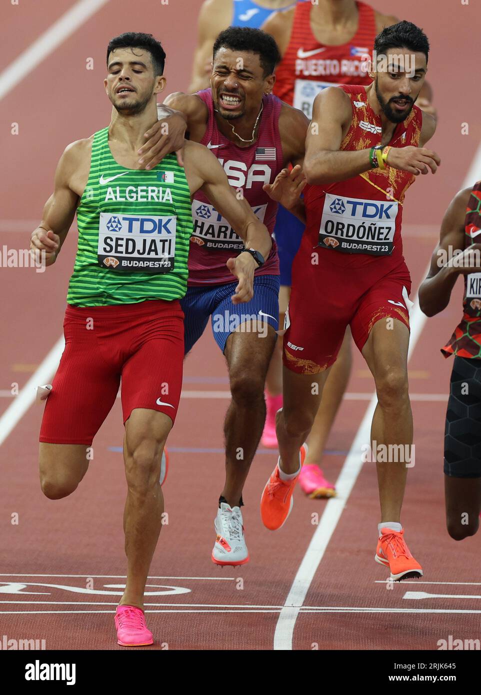 Budapest, Hungary. 22nd Aug, 2023. Isaiah Harris (C) of the United ...