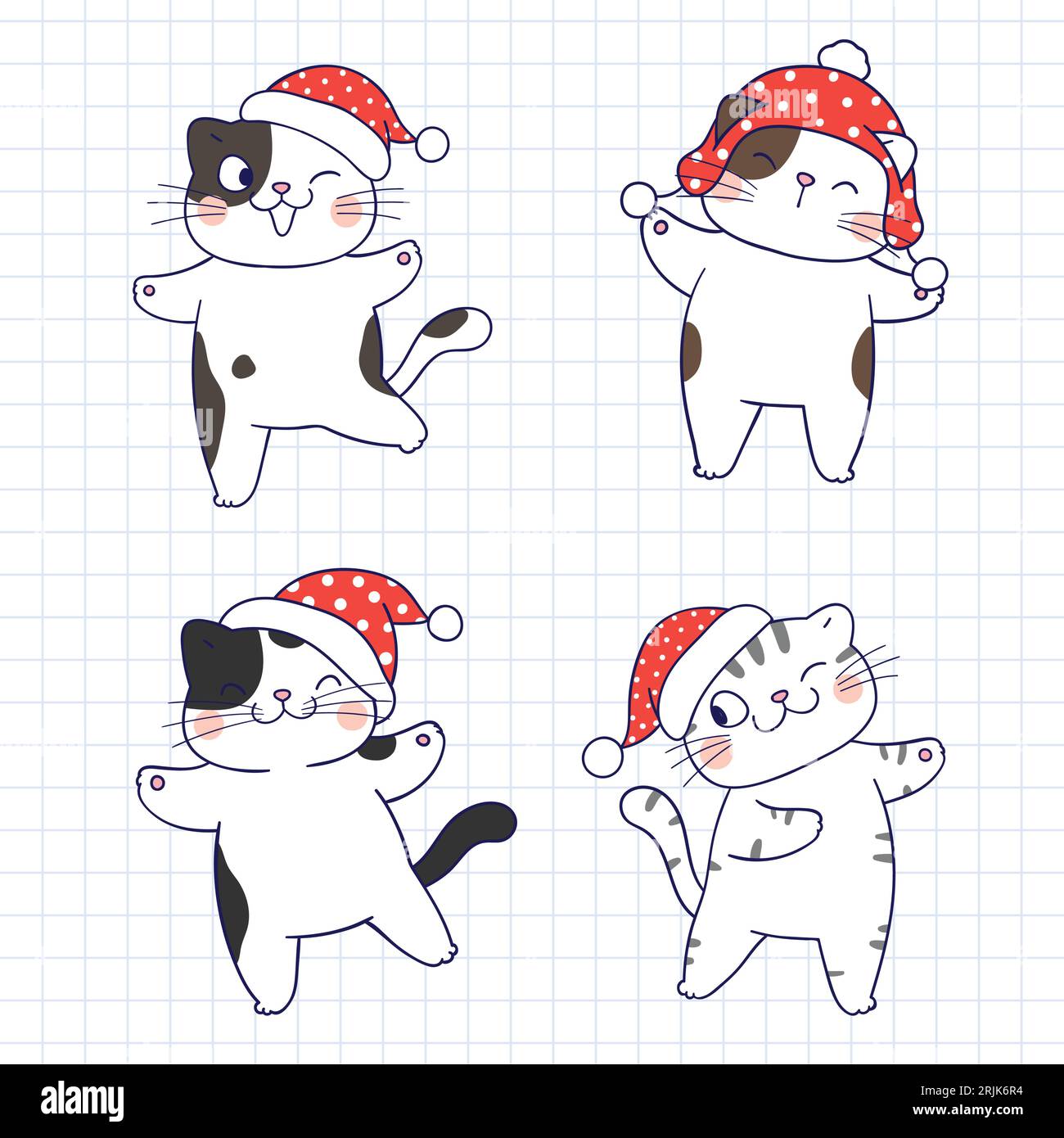Set of cute cartoon cats in hats. Hand drawn vector illustration Stock ...