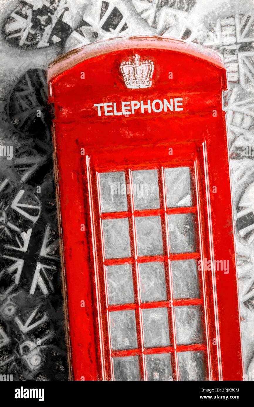 London telephone box drawing hi-res stock photography and images - Alamy