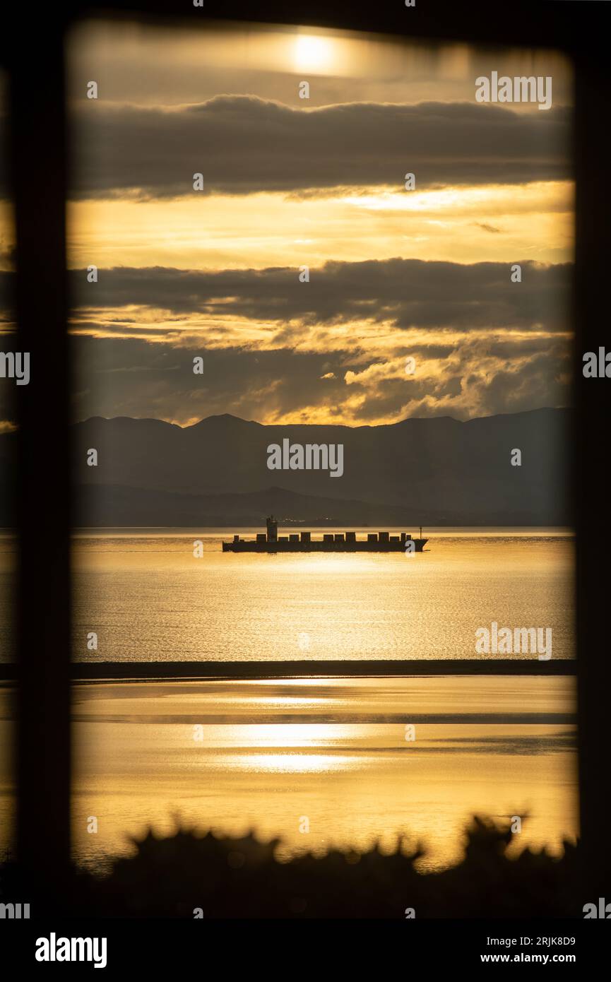 Ship in Tasman Bay, Nelson, New Zealand Stock Photo - Alamy