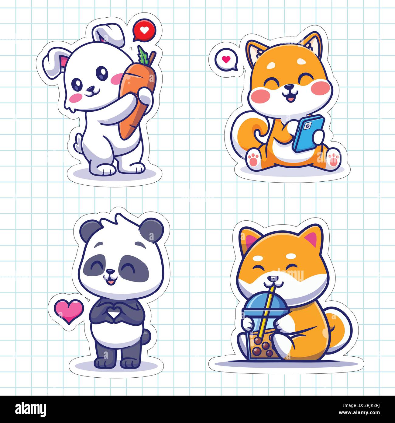 Set of cute hand drawn animals Vector Illustration Stock Vector Image ...