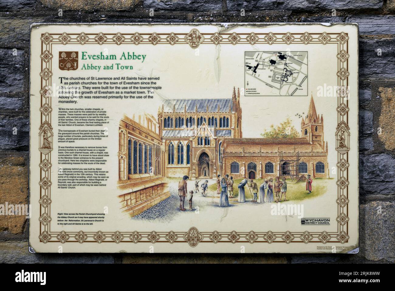 Evesham History Plaque of the Abbey and Town of Evesham Worcestershire ...