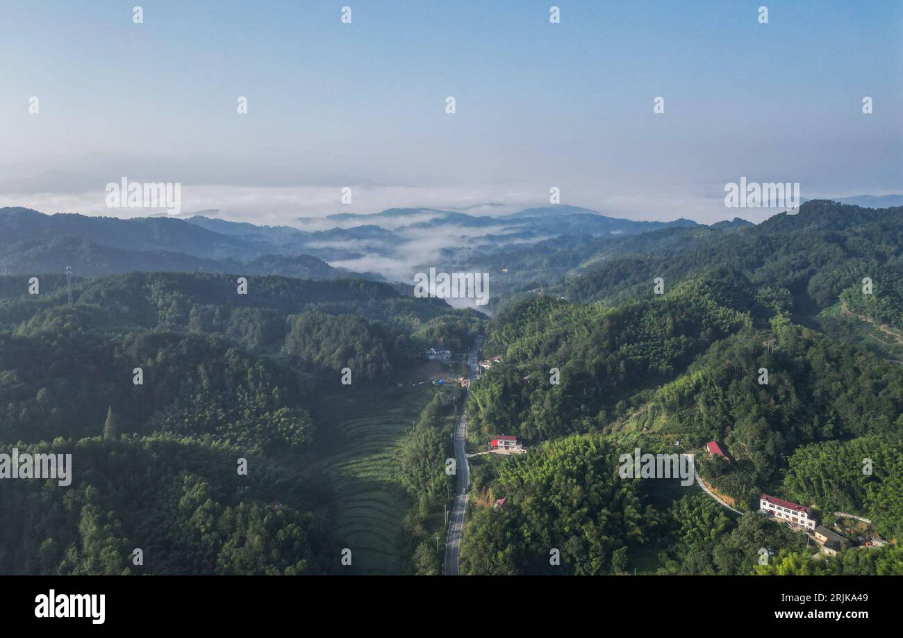 Hefei. 23rd Aug, 2023. This aerial photo taken on Aug. 23, 2023 shows ...