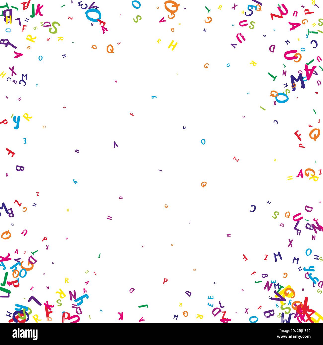 Scattered letters of latin alphabet. Colorful childish floating ...