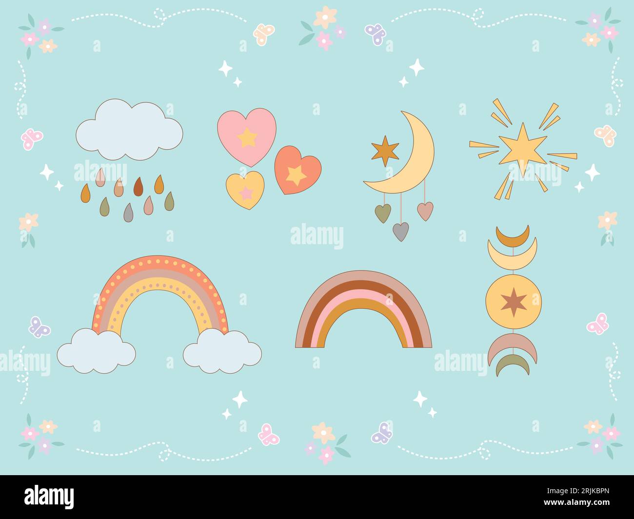 Rainbow design elements sticker illustration Stock Vector Image & Art ...