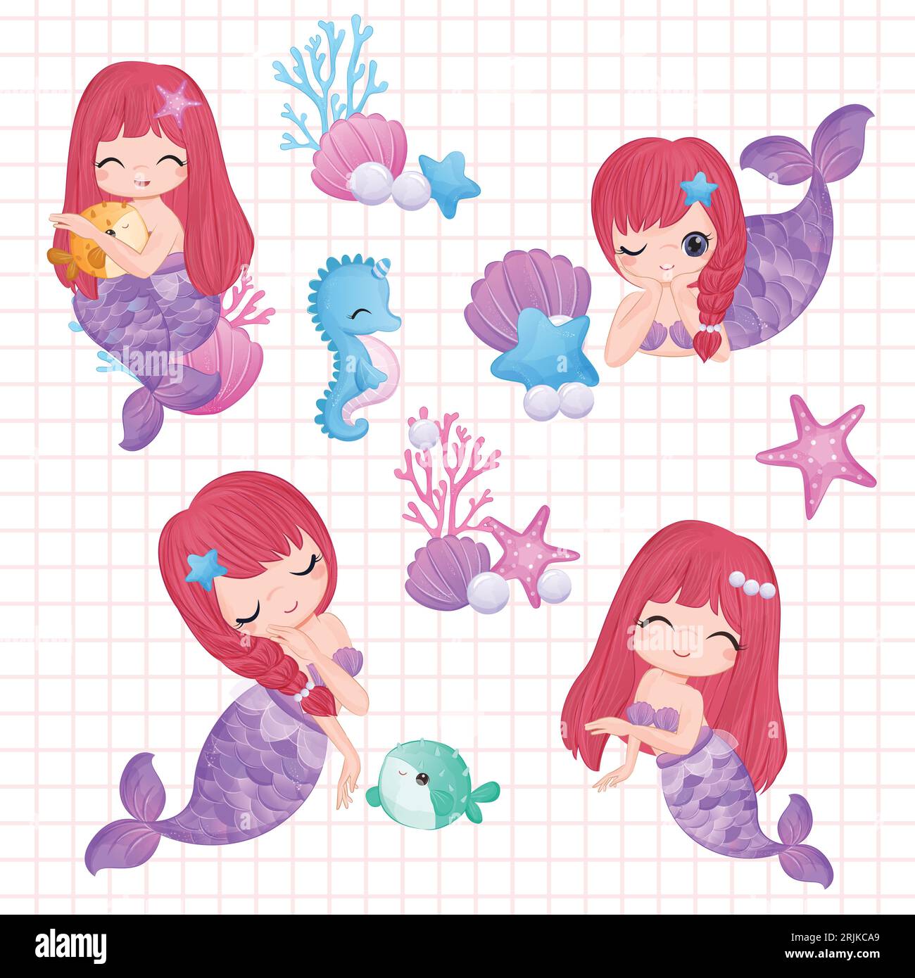 Cute mermaid art Stock Vector Images - Alamy