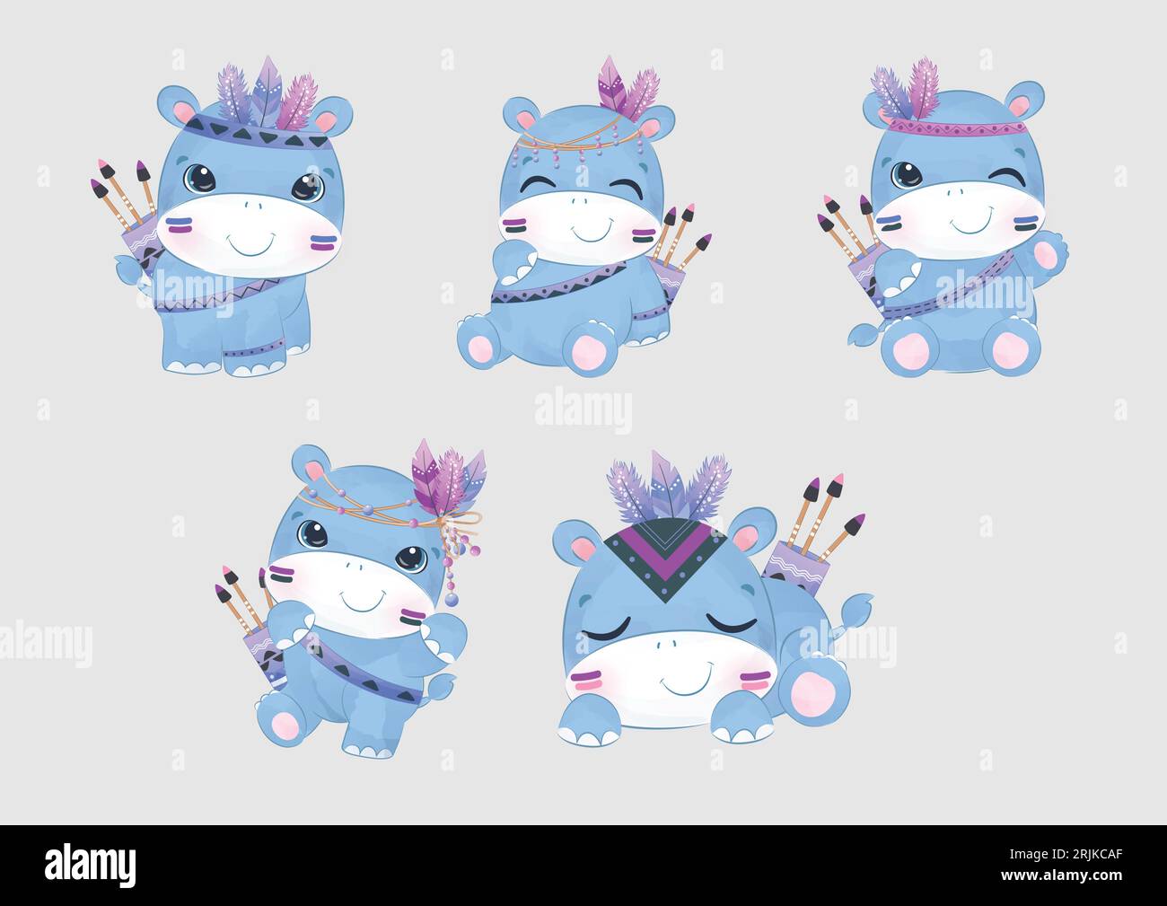 Cute baby illustration hippo Stock Vector Images - Alamy