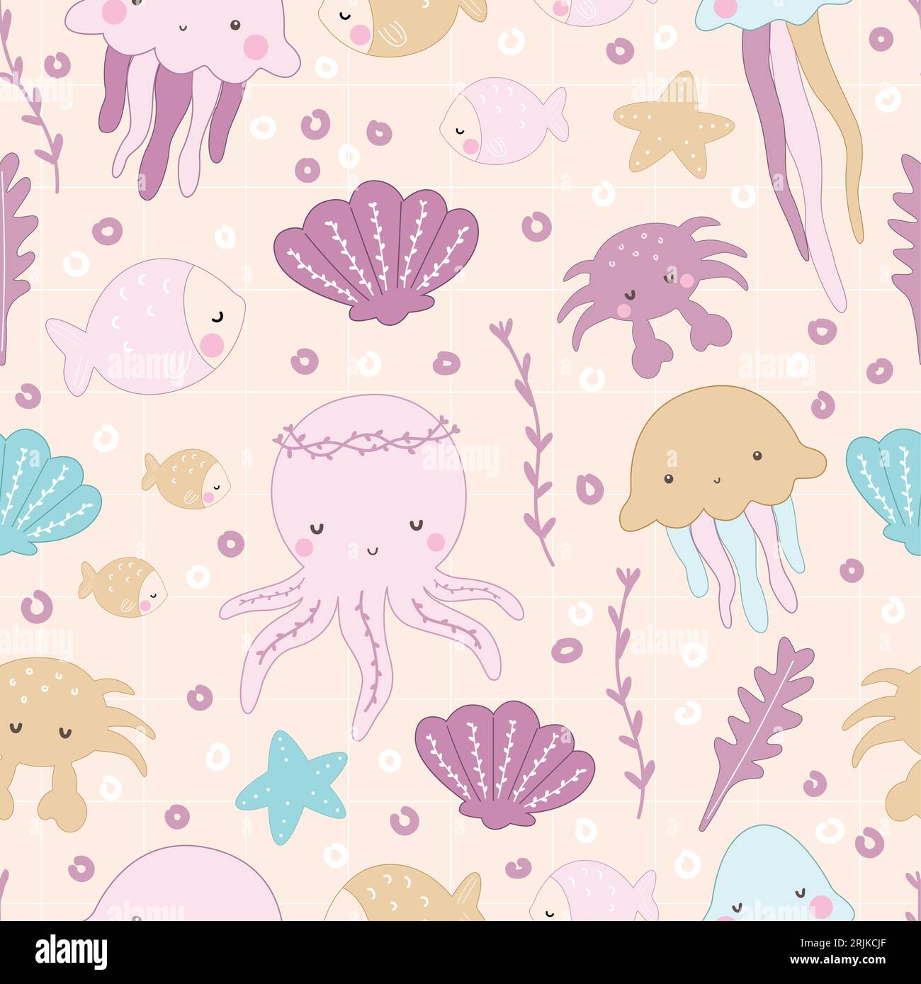 Cute sea animals background vector Stock Vector Image & Art - Alamy