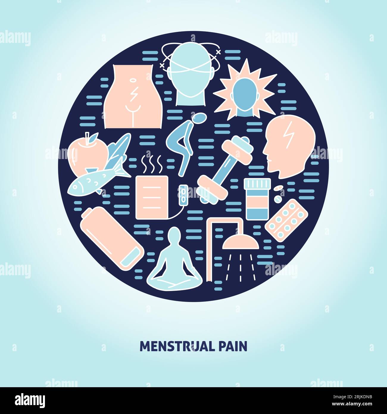 Menstruation round concept banner in line style with place for text ...