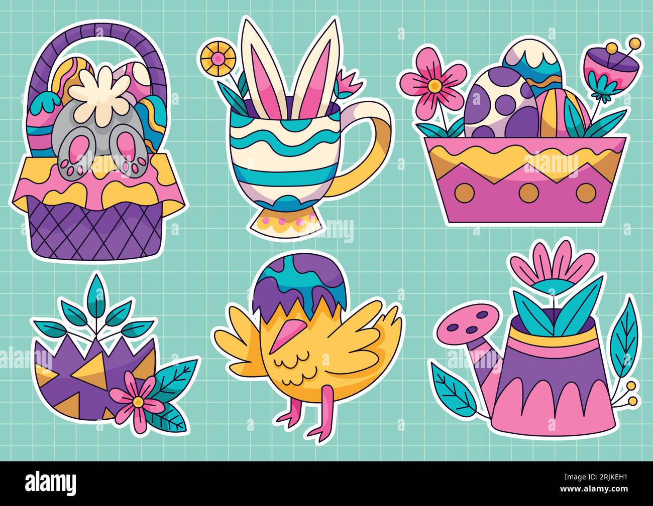 Fast food icons, cute retro stickers in y2k style. Vintage patches with ...