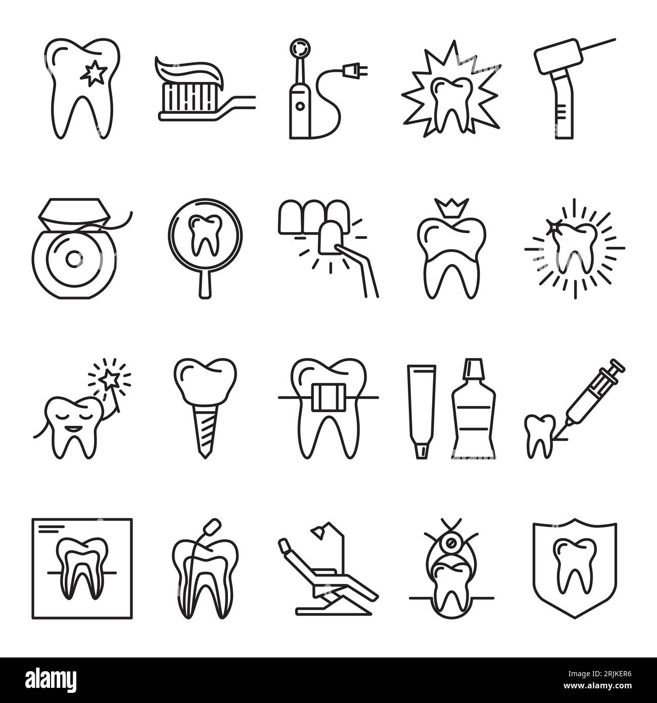 Stomatology and orthodontics icon set in thin line style. Dental care ...