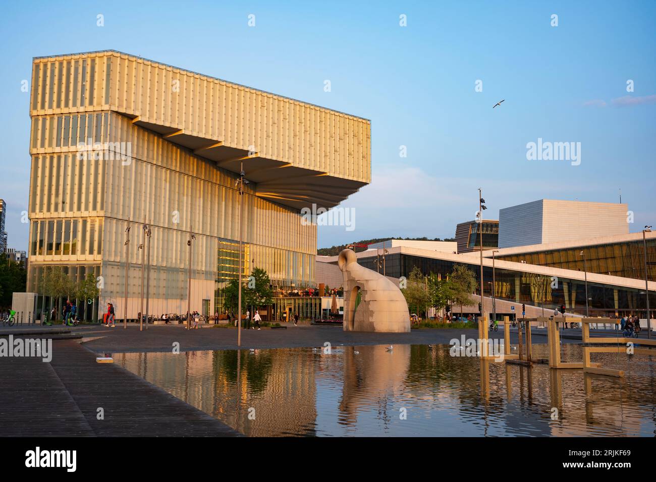 Oslo, Norway, June 20, 2023: Tourists view a sunset from the Oslo ...