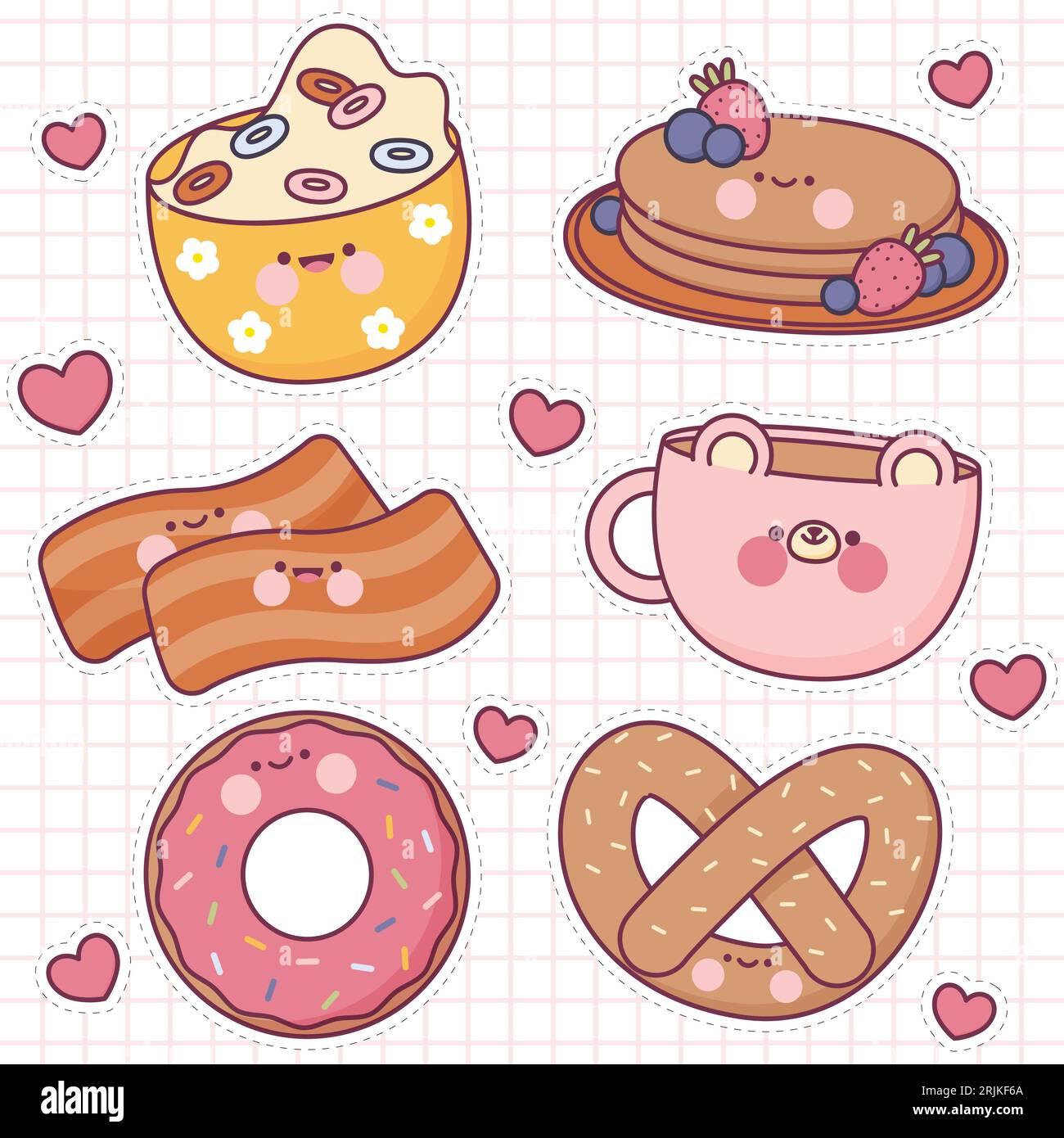 Set of cute fast food isolated on a white background Stock Vector Image ...