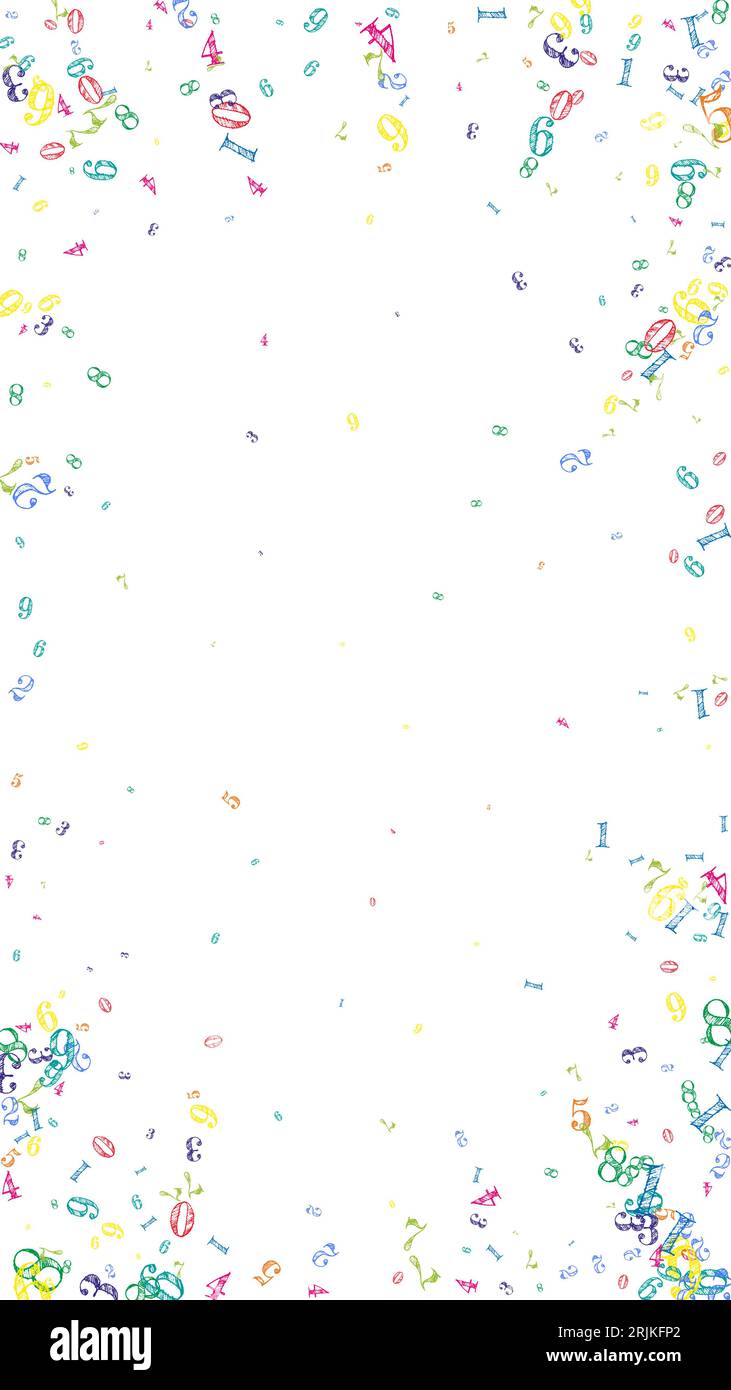 Flying colorful digits and numbers. School math notebook cover. Back to ...