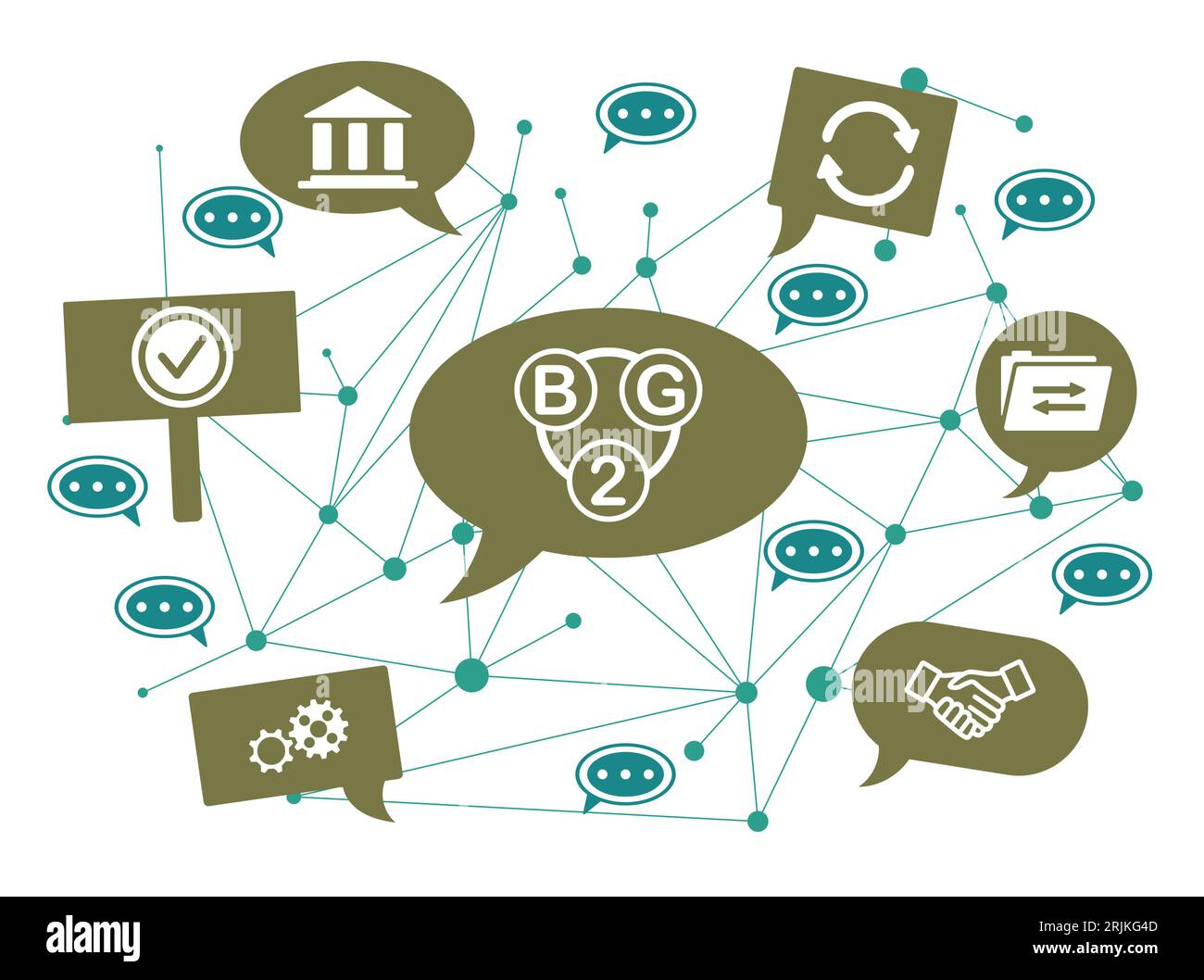Concept of b2g with icons on speech bubbles Stock Photo - Alamy