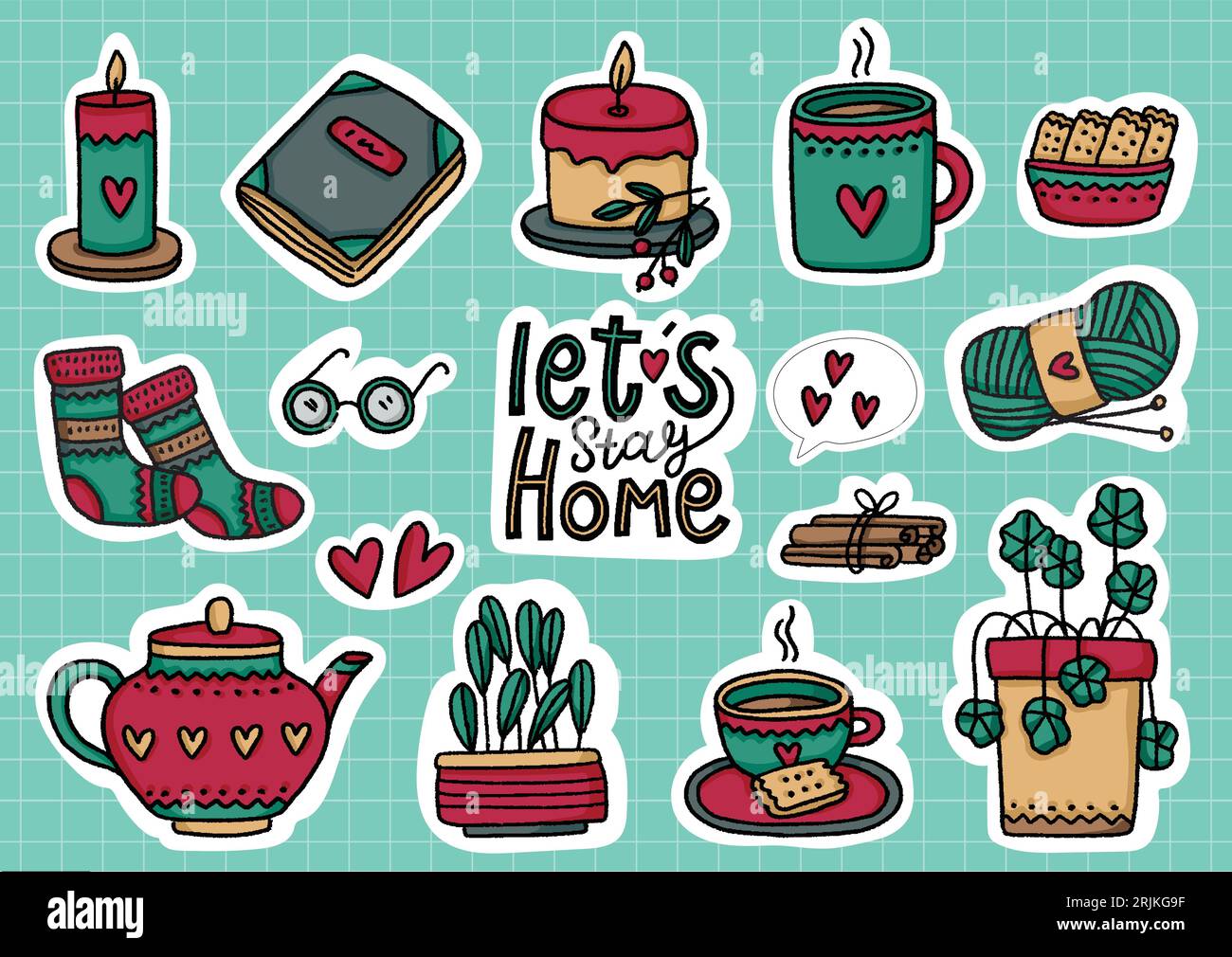Set of sticker cute cartoon icons Stock Vector Image & Art - Alamy