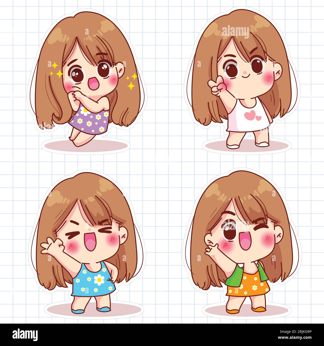 Cute little girl vector illustration Stock Vector Image & Art - Alamy