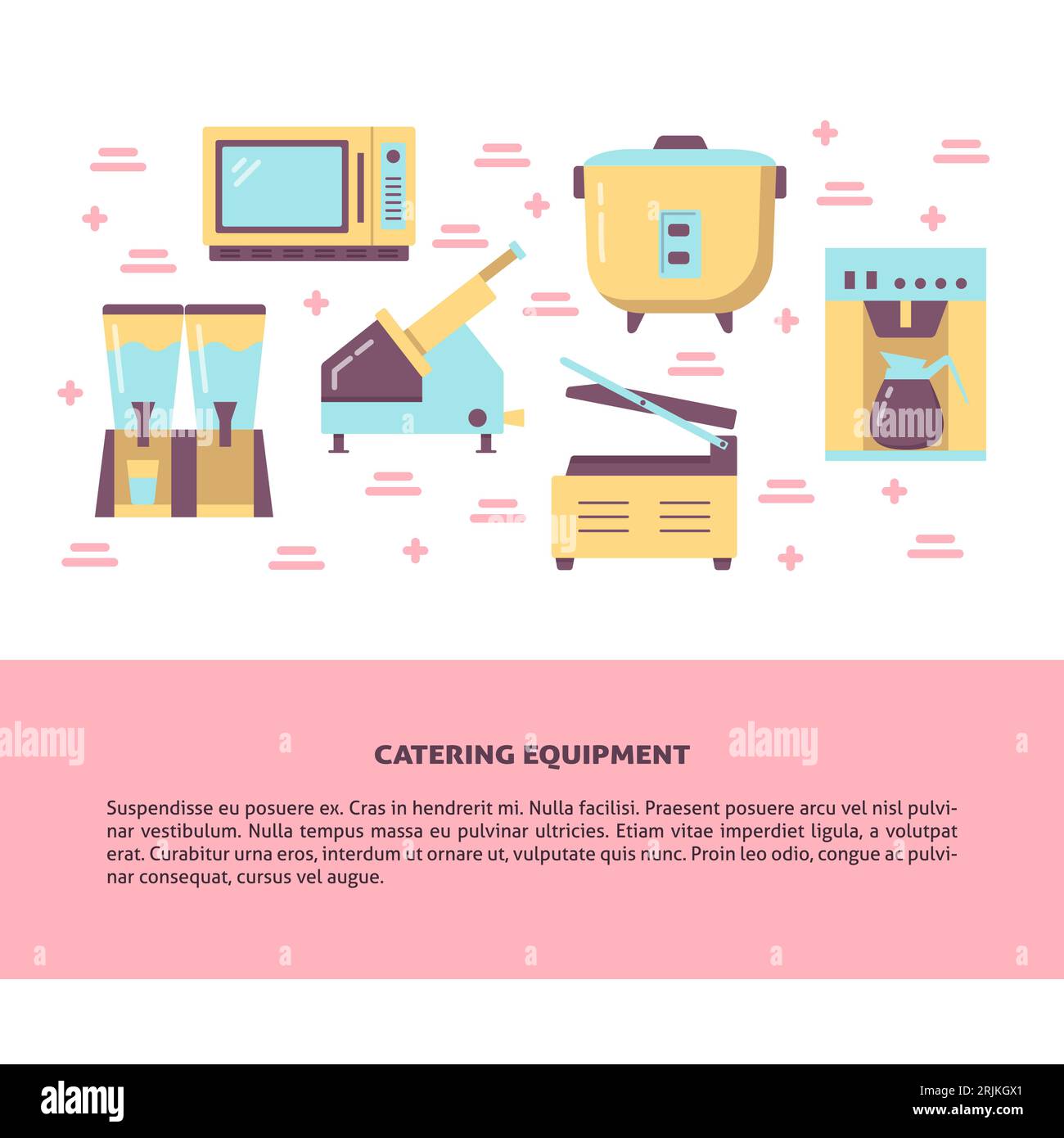 Professional catering equipment concept banner in flat style ...
