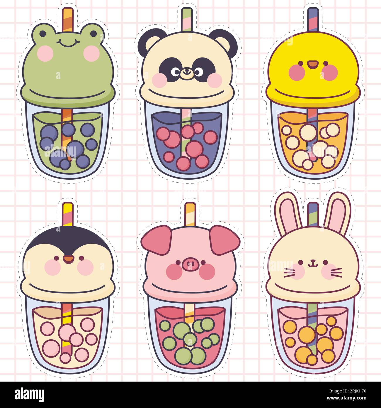 Vector sticker kawaii milk tea vector illustrations Stock Vector Image ...
