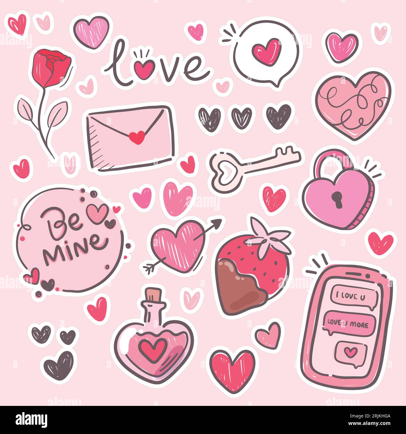 Sticker in valentines day with heart, cute sticker, love letter clip ...