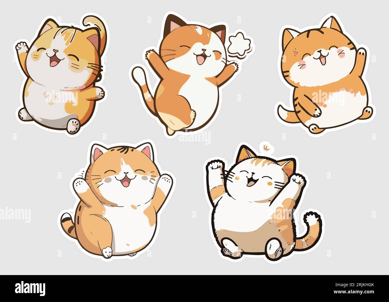 Stickers cute kitten cartoon vector illustration Stock Vector Image ...