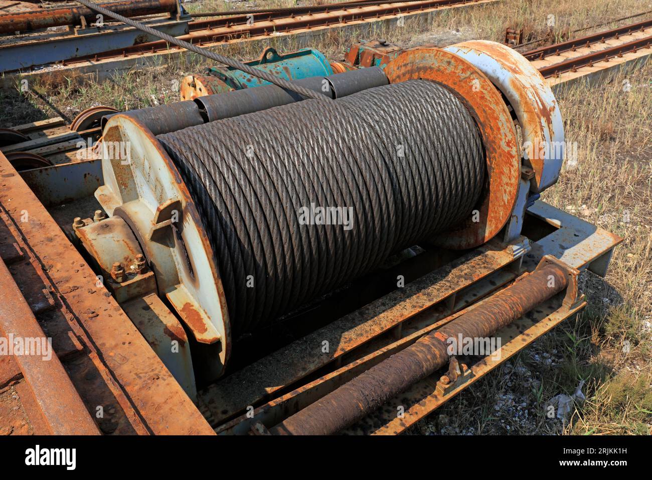 winch in a shipyard Stock Photo - Alamy