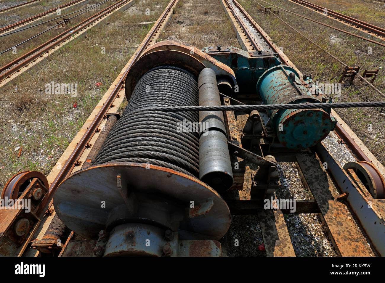 winch in a shipyard Stock Photo - Alamy