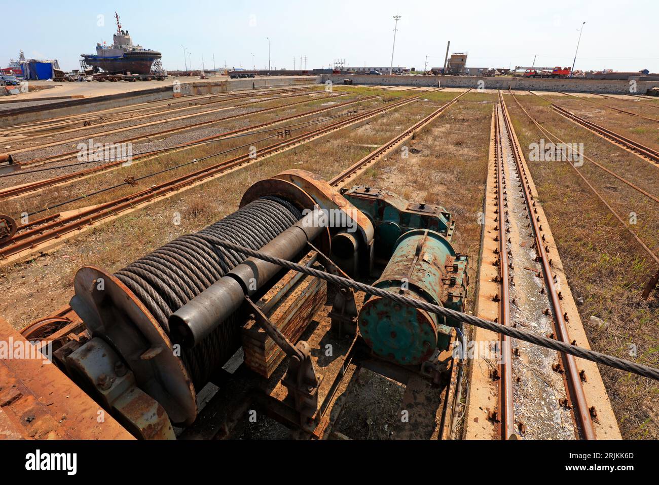winch in a shipyard Stock Photo - Alamy