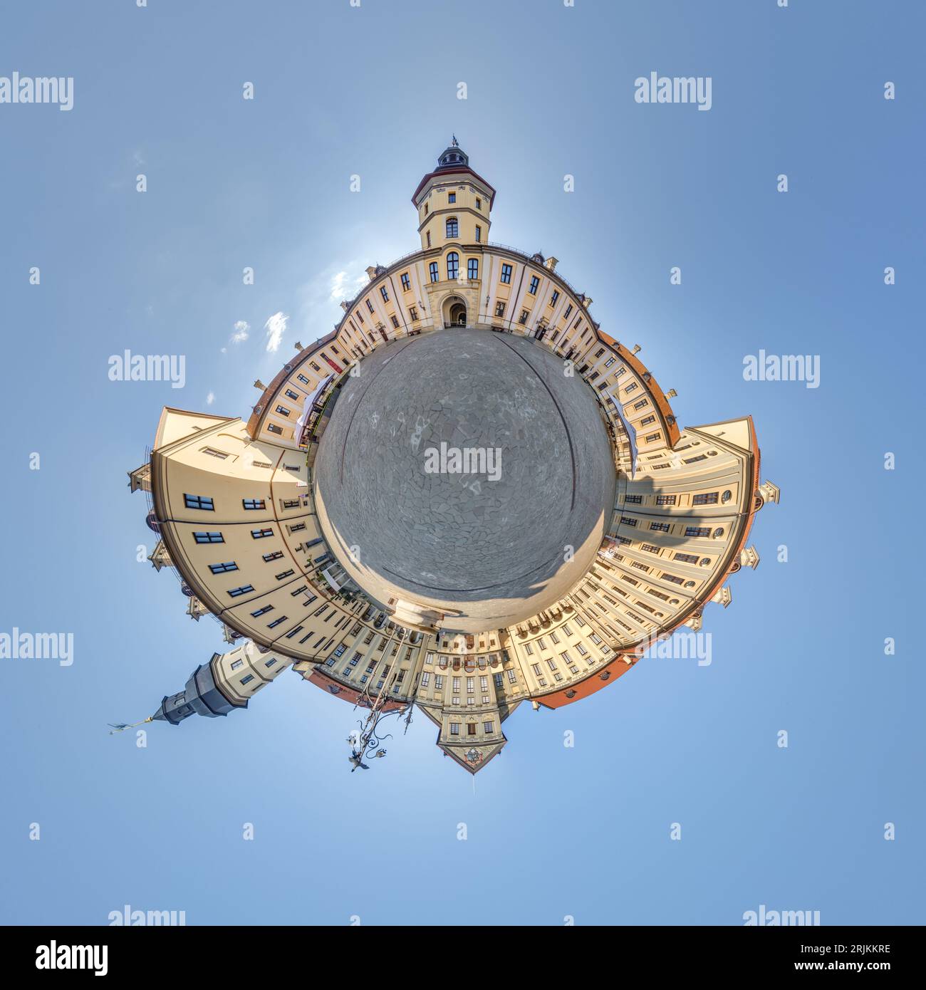 little planet and spherical aerial 360 panorama view on street ancient ...