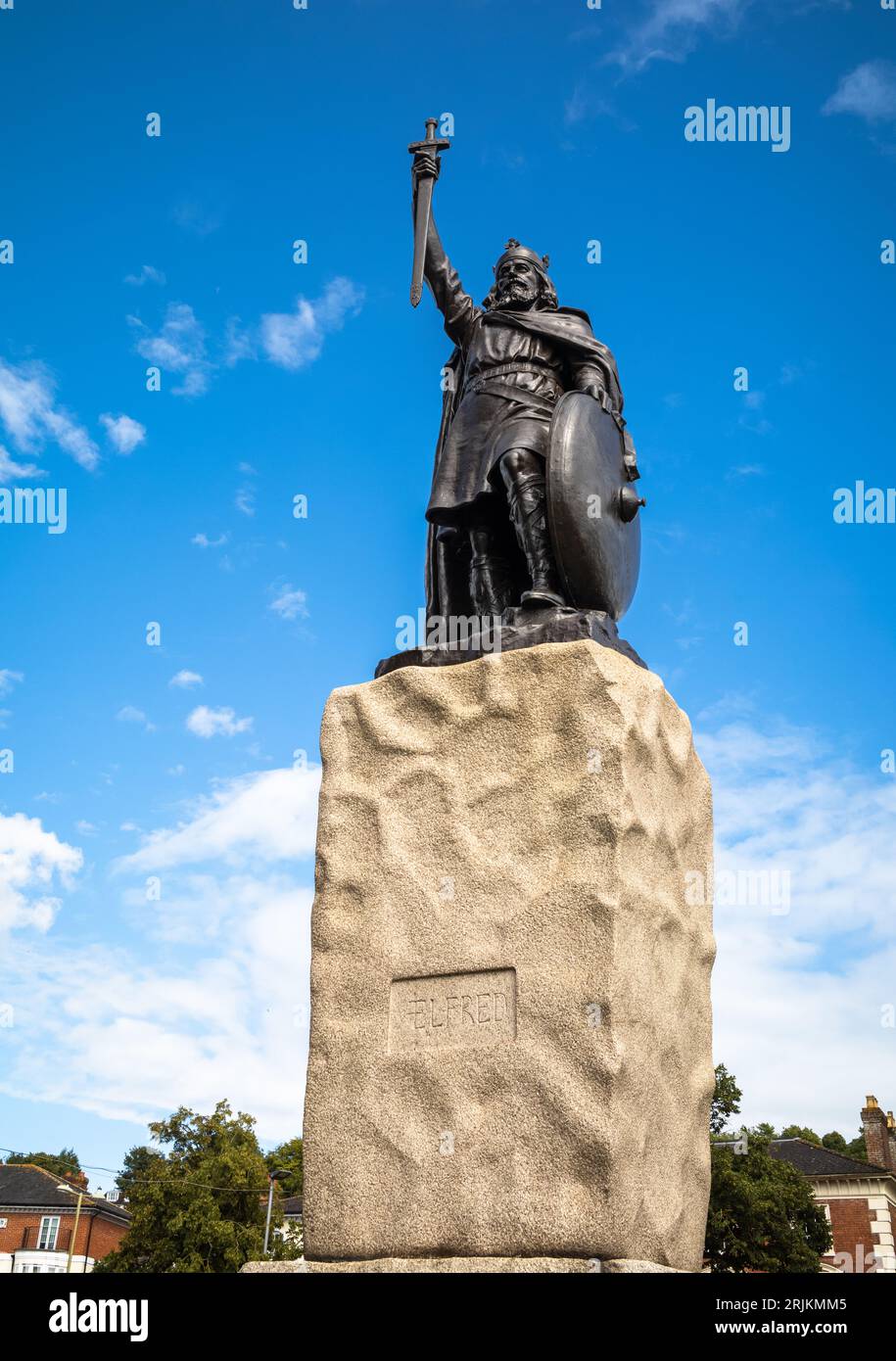 The imposing statue of King Alfred the Great on a huge plinth on The ...