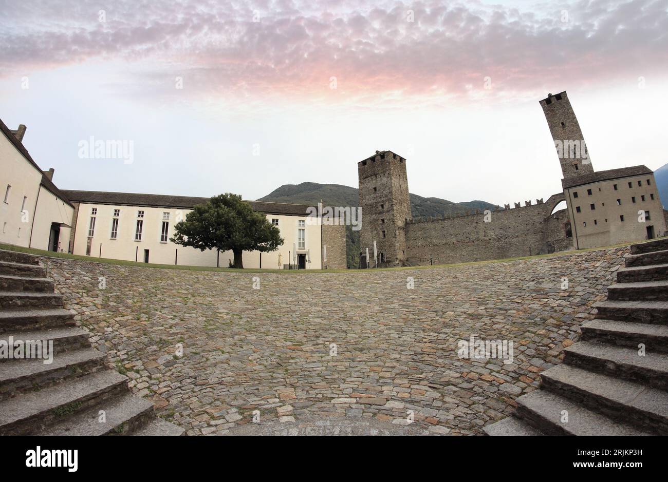 ancient medieval Castelgrande fortress in Bellinzona, Switzerland Stock ...