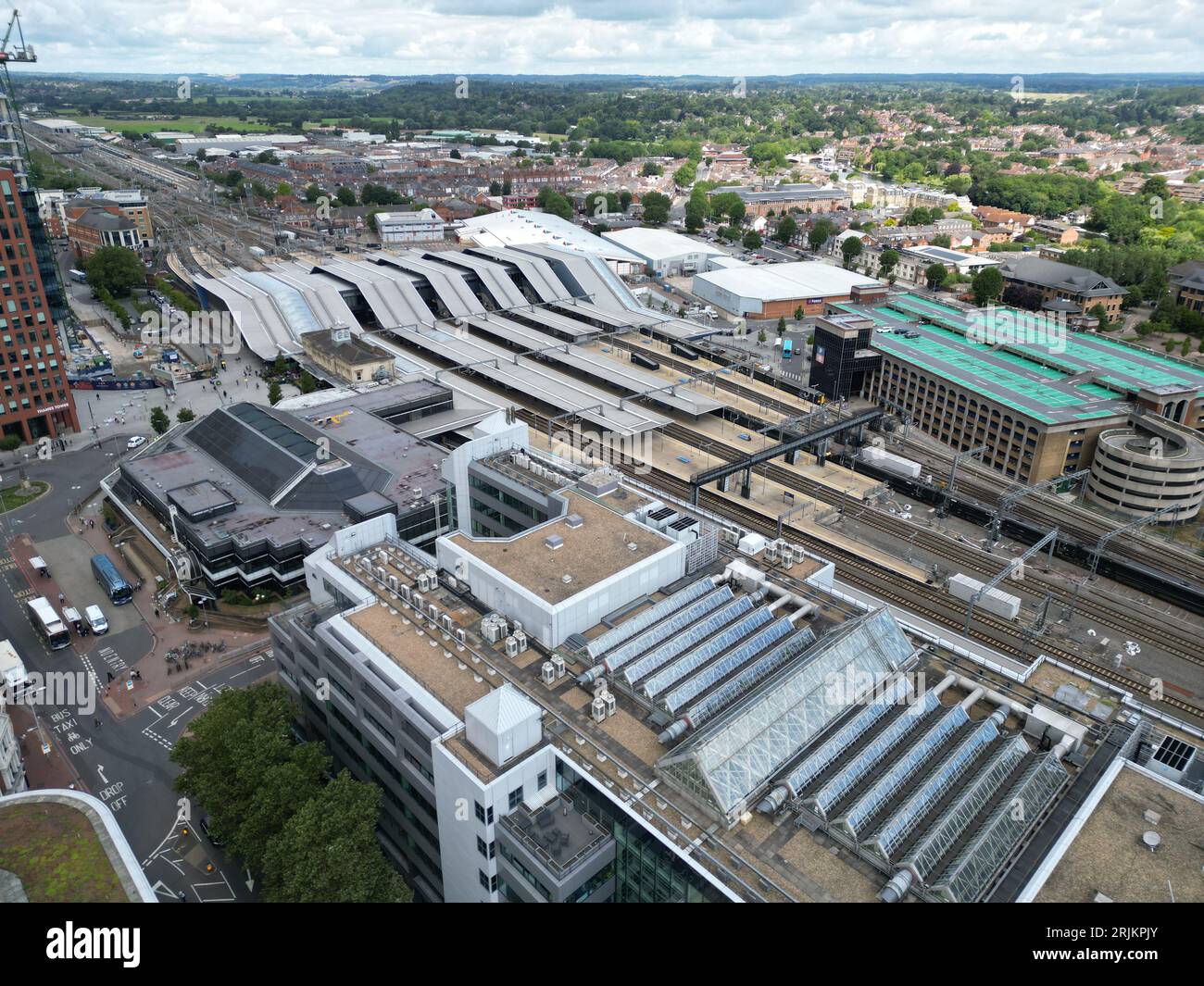 Reading station Berkshire UK drone, aerial Stock Photo - Alamy