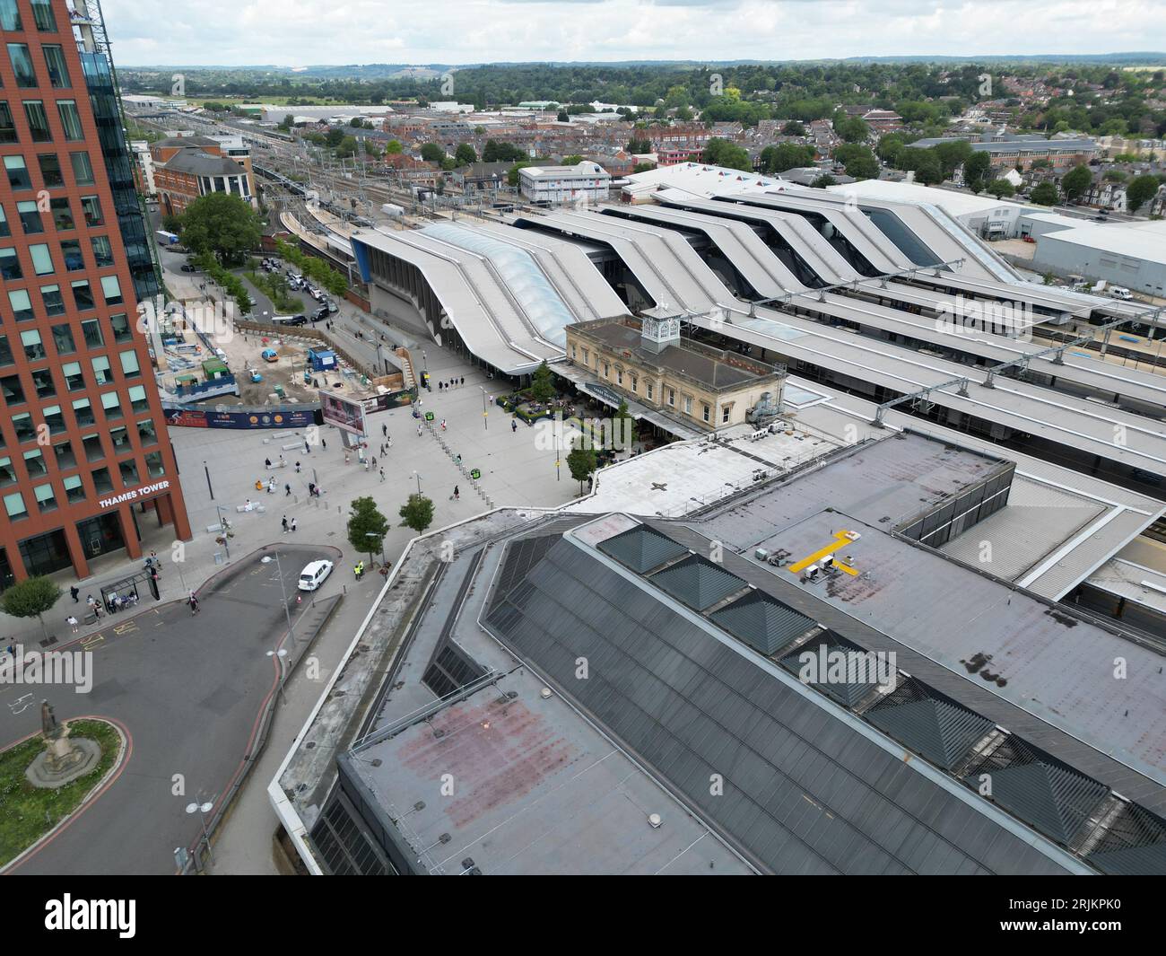 Reading overground train station Berkshire UK drone,aerial Stock Photo ...