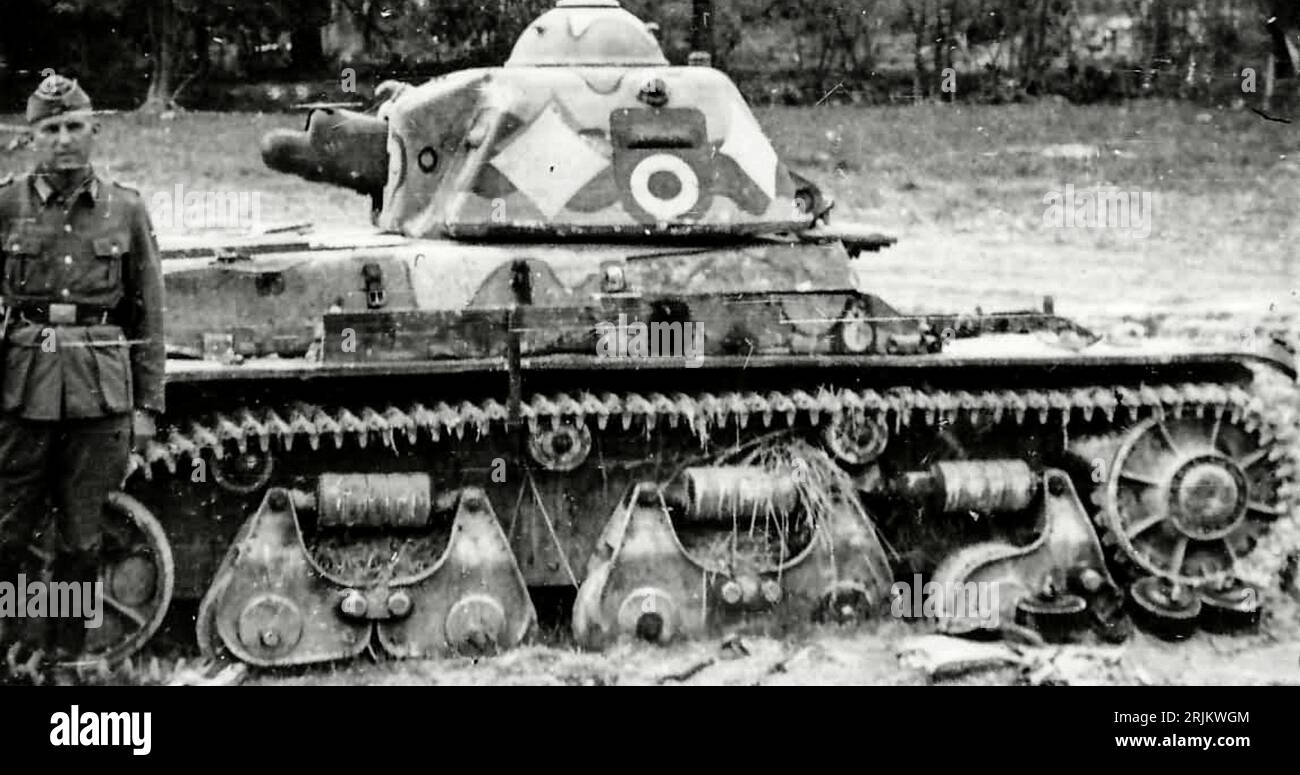 World War II. FRANCE. Tanks, Renault R35, Renault R35 camouflage. The ...