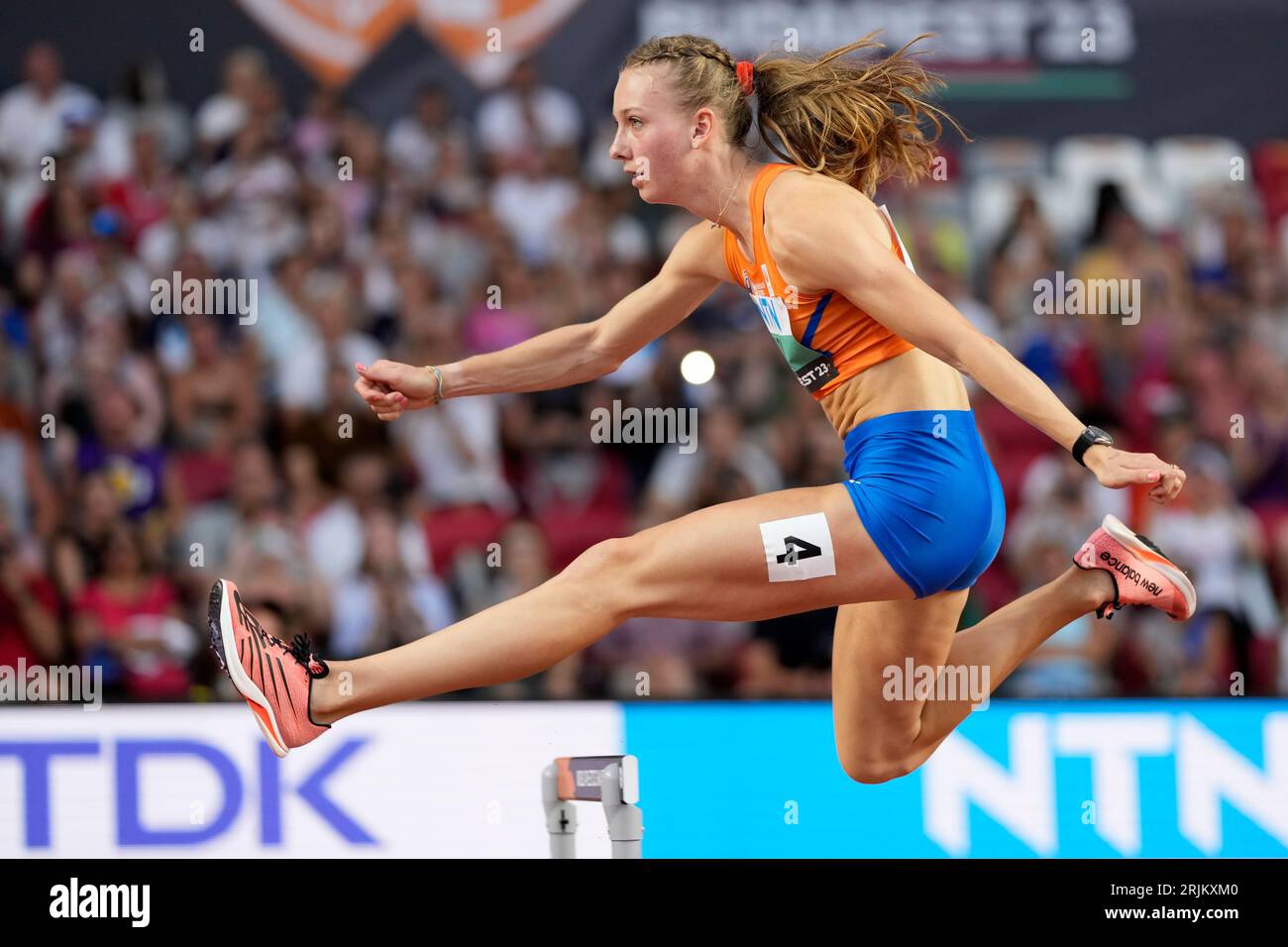Femke Bol, of the Netherlands, competes in a Women's 400-meter hurdles ...