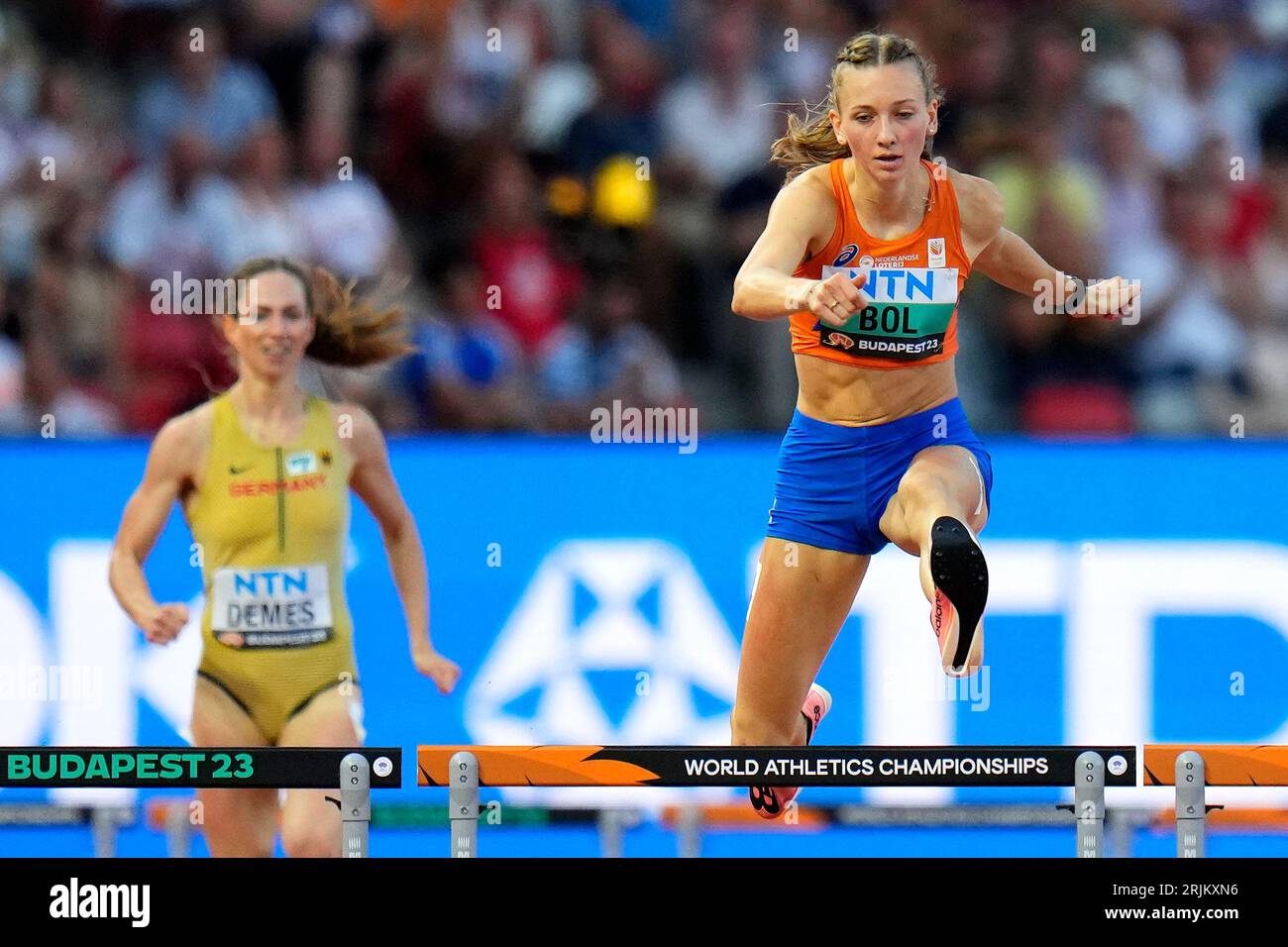 Femke Bol, of the Netherlands competes in a Women's 400-meters hurdles ...