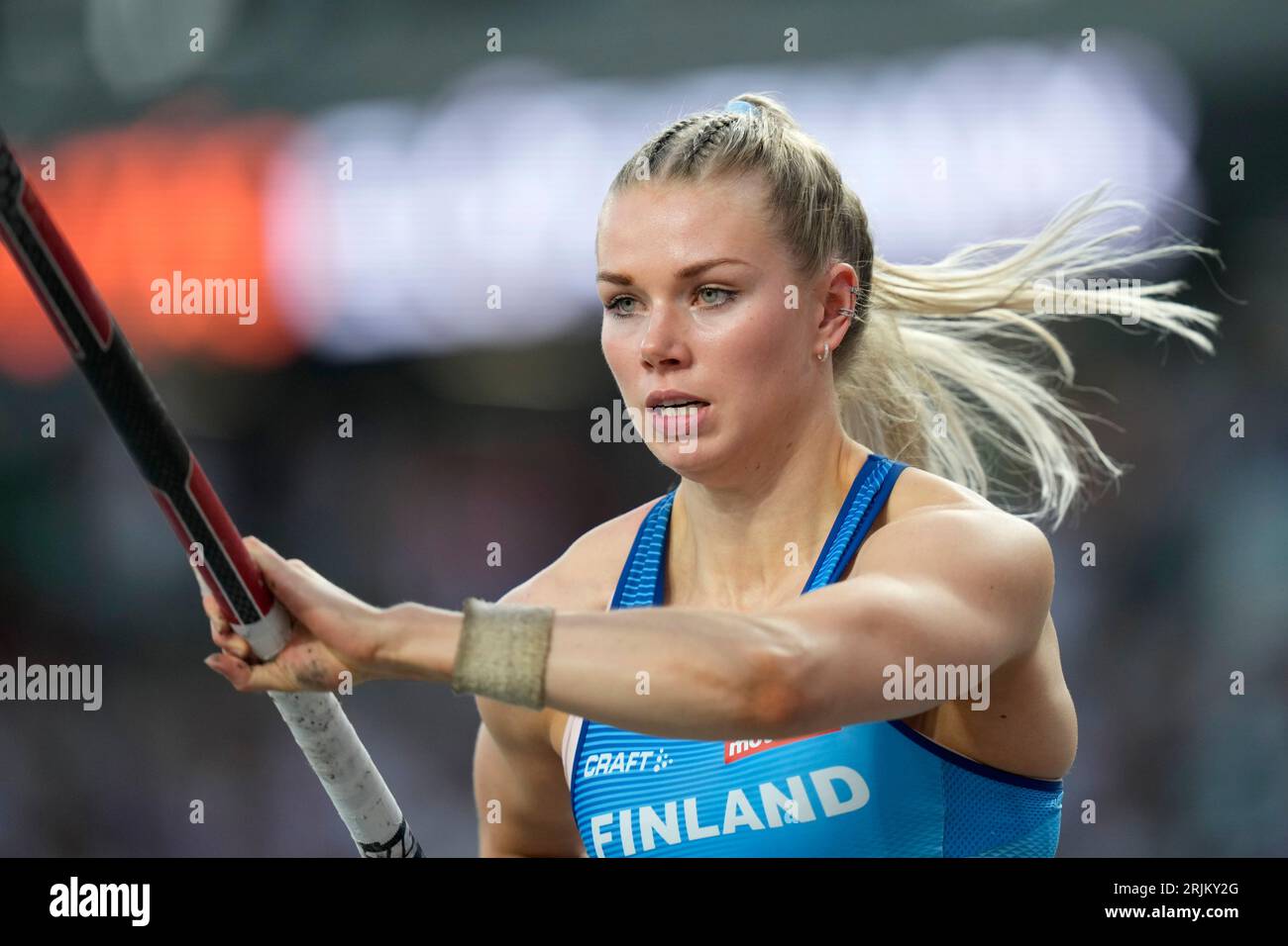 Elina Lampela, of Finland, makes an attempt in the Women's pole vault ...