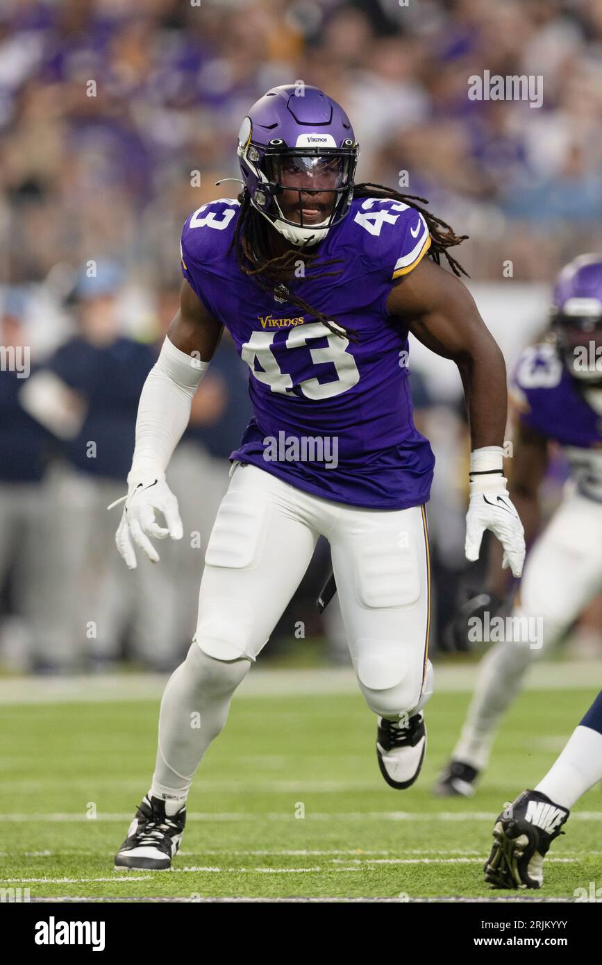 Minnesota Vikings linebacker Luiji Vilain (43) in action during an NFL ...