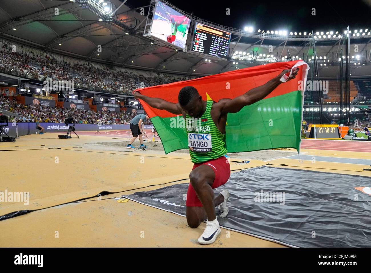 Hugues Fabrice Zango, of Burkina Faso, celebrates after winning the ...